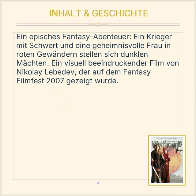 WOLFHOUND DVD FANTASY-FILM Nikolay Lebedev Mittelalter Abenteuer EUR 2 ...