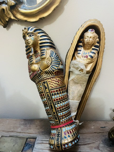 EGYPTIAN KING TUTANKHAMUN Sarcophagus Coffin With Mummy Figurine Set 10 ...