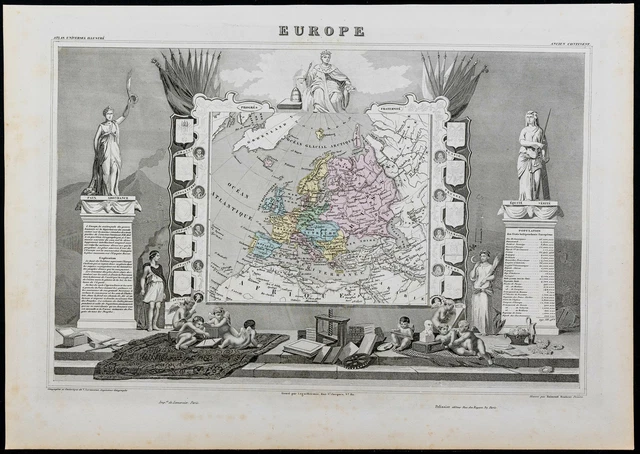 1869 - EUROPE - Carte géographique ancienne de Levasseur - Gravure EUR ...