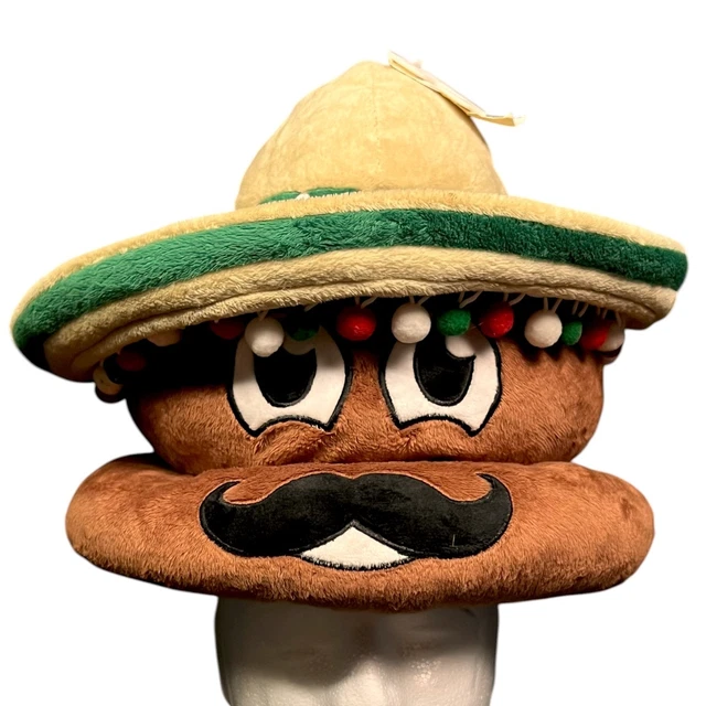 NWT RARE SIX Flags Poop Emoji Hat Plush With Sombrero & Mustache ...