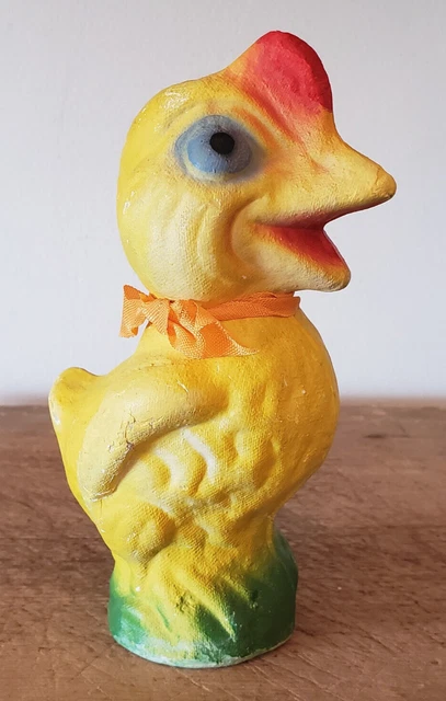 RARE VINTAGE ANTIQUE EASTER Creepy Chick/Peep PULP CANDY CONTAINER #2 £ ...