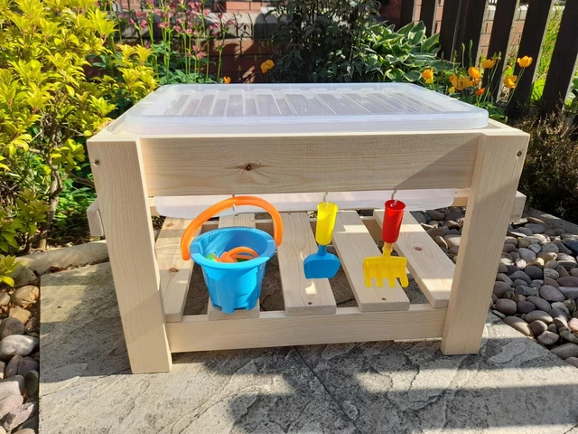 LARGE SINGLE WOODEN Sandpit / Water / Sensory Garden Play Table L@@K ...
