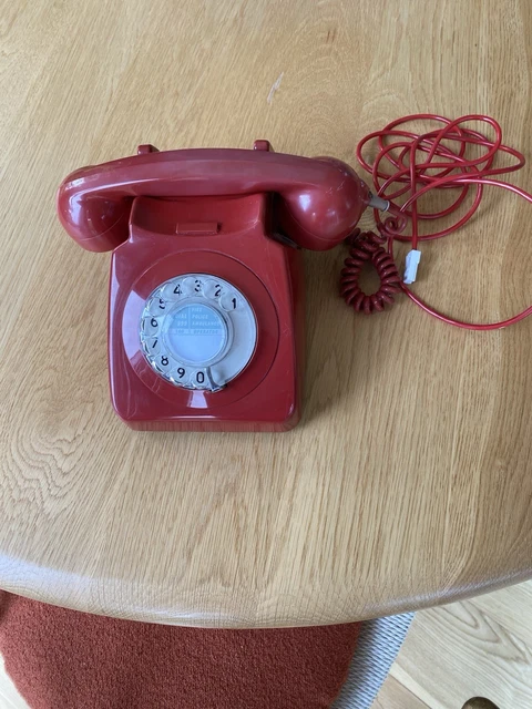 BT 8746 ROTARY GPO Telephone Vintage Red, 1970s/1980s, Working. 7ft Red ...