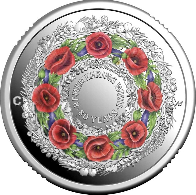 RAM 2025 $2 80 Years On: Remembering WW2 - Poppy Wreath Fine Silver ...
