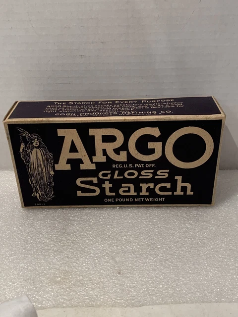 ANTIQUE ARGO GLOSS Starch In Blue 1LB Box Full With Corn Mascot $49.00 ...