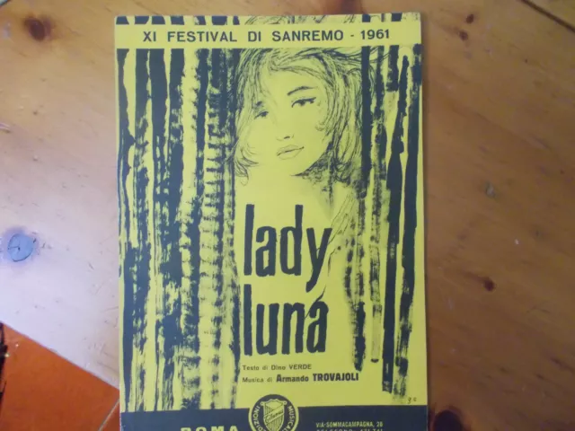 SPARTITO PARTITURAS SHEET music LADY LUNA sanremo 1961 disegno di Guido ... SPARTITO PARTITURAS SHEET music LADY LUNA sanremo 1961 disegno di Guido ...