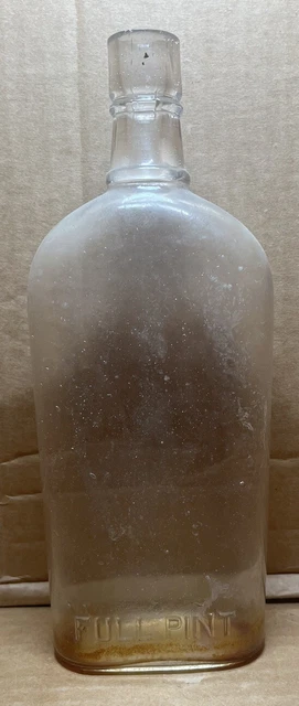 VINTAGE FULL PINT Whiskey Flask Glass Bottle $10.00 - PicClick