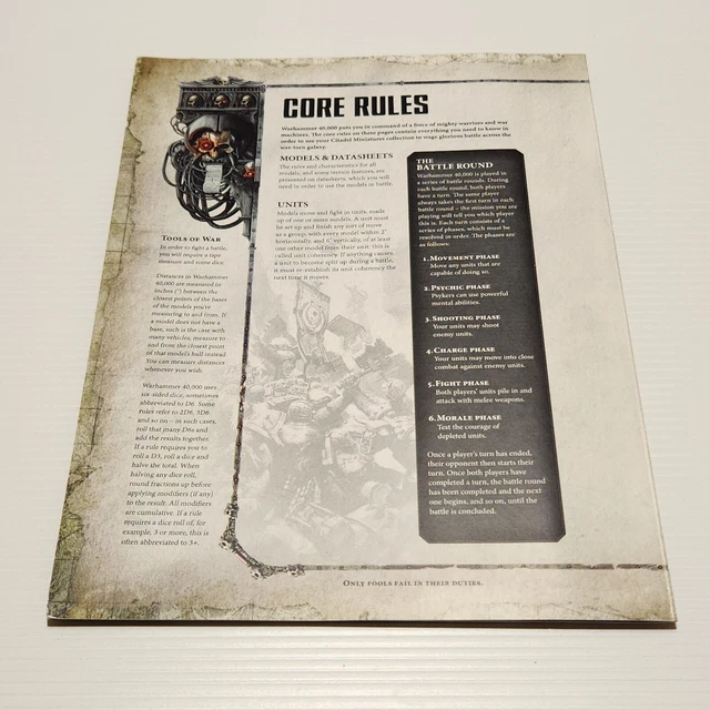 WARHAMMER 40K - Core Rules Quick Reference Sheet Card Guide - RPG ...