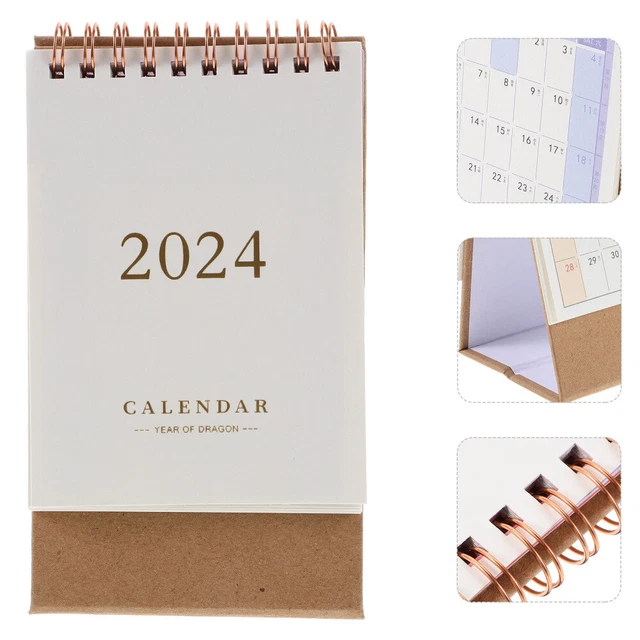 MINI CALENDRIER DE Bureau 2024 Papier Poche Debout Calendriers EUR 7,15 ...