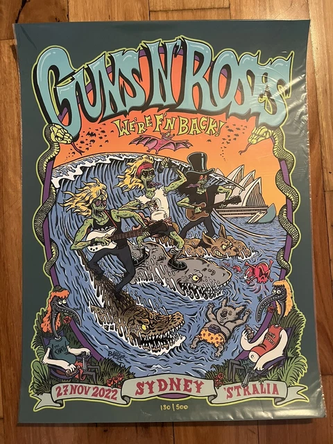 GUNS N ROSES Lithograph Sydney Concert Poster Litho 2022 ltd Axl Slash ...