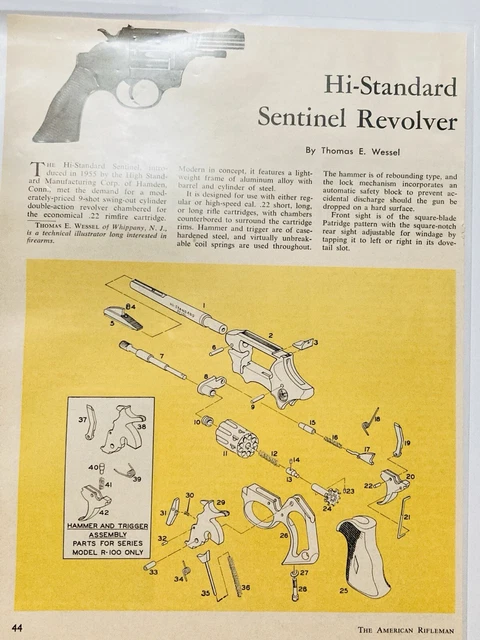HI-STANDARD SENTINEL REVOLVER Takedown Exploded View Legend 1960 £11.36 ...
