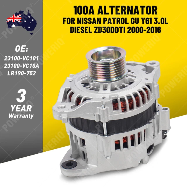 100 A ALTERNATOR fit for Nissan Patrol Y61 GU Navara D22 ZD30 3.0L ...