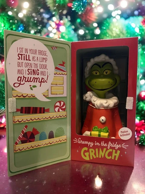 GRUMPY IN THE Fridge Grinch Motion Activated Singing Holiday Decor ...