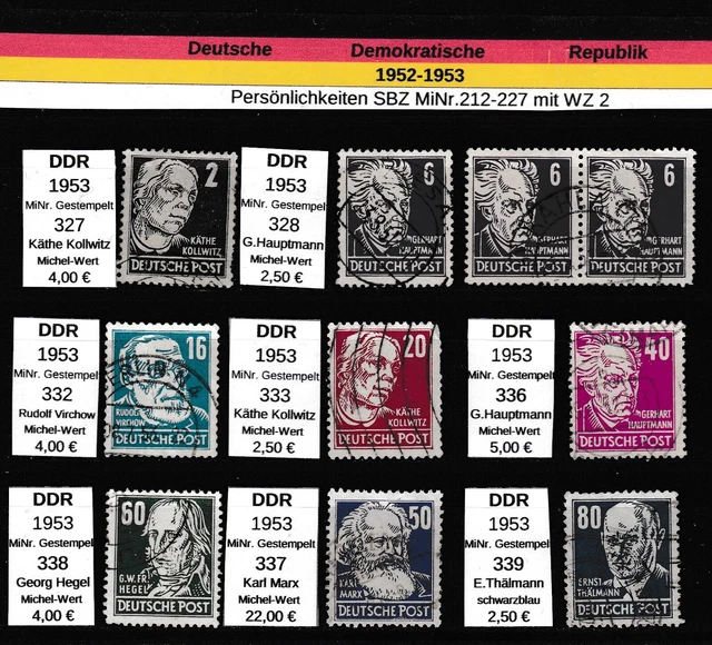 DDR 1952-1953 MINR.: aus 327-341 gestempelt Persönlichkeiten EUR 3,87 - PicClick DE