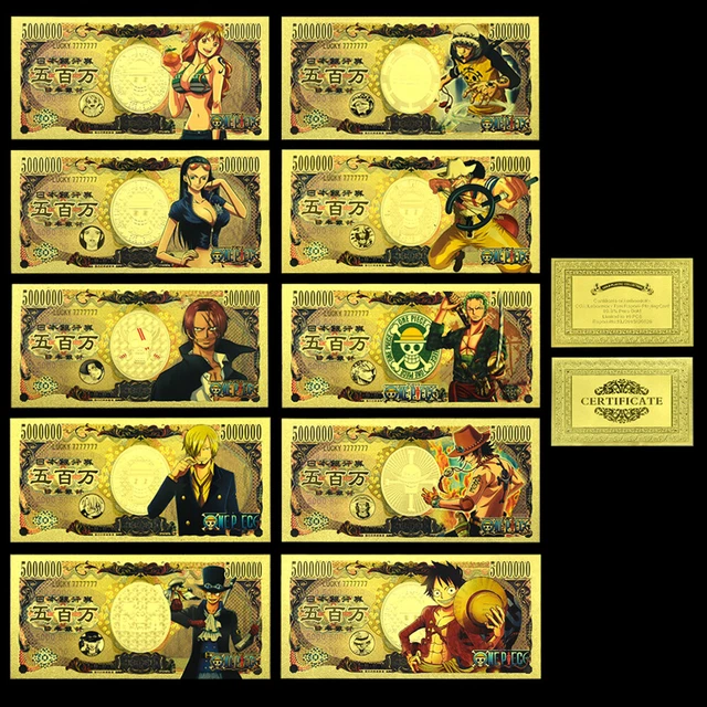 10 STÜCK ONE Piece Goldene Banknoten Set Japanischer Klassischer Anime ...