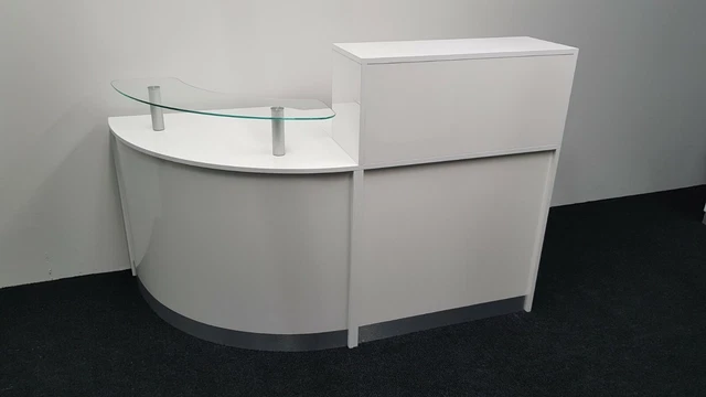 WHITE RECEPTION DESK Office Reception Table Curved Reception Desk Table ...
