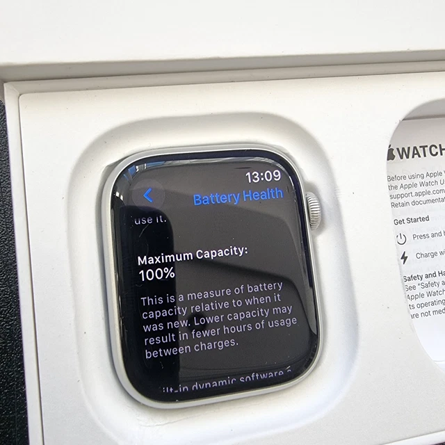 APPLE WATCH SERIES 9 Silver GPS+Cellular 45mm Aluminum Case • 100% Batt ...