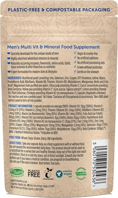TOGETHER HEALTH WHOLEVIT Men's Multivitamin & Mineral 30caps £15.26 ...