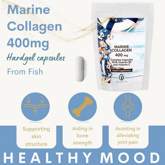 MARINE COLLAGEN 400MG Complex 60 Capsules with Vitamin B3 & C £5.50 ...