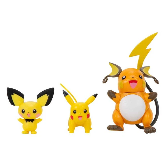 POKÉMON SELECT ACTION Figurines 3-Pack Evolution Pichu, Pikachu, Raichu ...