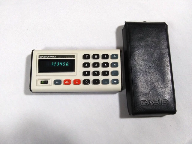 MINI CALCULATRICE VINTAGE Casio CM-605 avec étui Japon testé/fonctionne ...