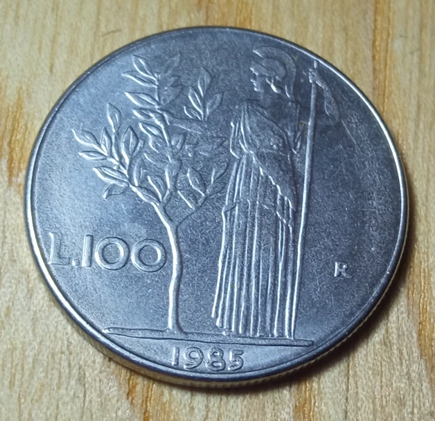 VINTAGE L 100 Italian Coin L.100 Lira Lire Republica Italiana ~ 1985 £ ...
