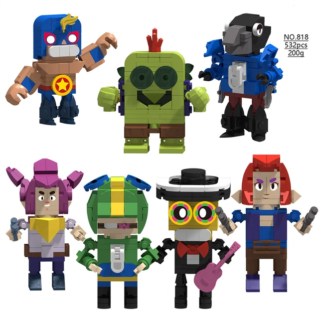 7STK BRAWL STARS Figuren Spielzeug Baustein Spike Colt Leon Shelly Crow ...