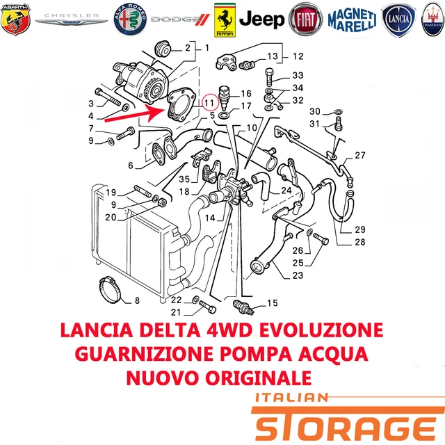 LANCIA DELTA EVOLUZIONE 4Wd Guarnizione Pompa Acqua Nuovo Originale 7640959 EUR 10,00 - PicClick FR
