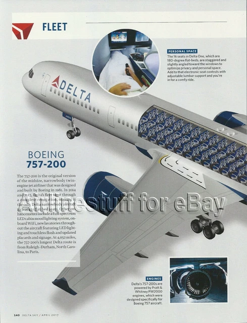 2017 DELTA AIR LINES Boeing 757-200 jet cutaway AD airlines airways ...
