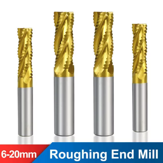 4 FLUTE CARBIDE Spiral Mill Cutter Roughing End Mill Ti-Coating CNC ...