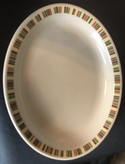 VINTAGE SHENANGO CHINA Restaurant Ware Rib Oval Platter, Burgundy Band, 11,75 In £11.67 ...