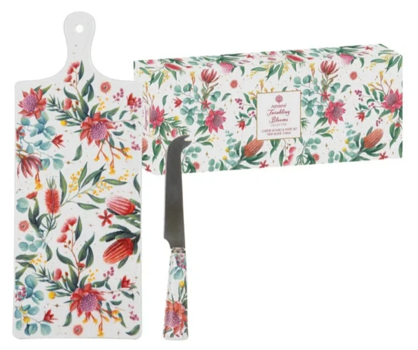 ASHDENE TWINKLING BLOOMS Cheese Board & Knife Set Australian Flora ...