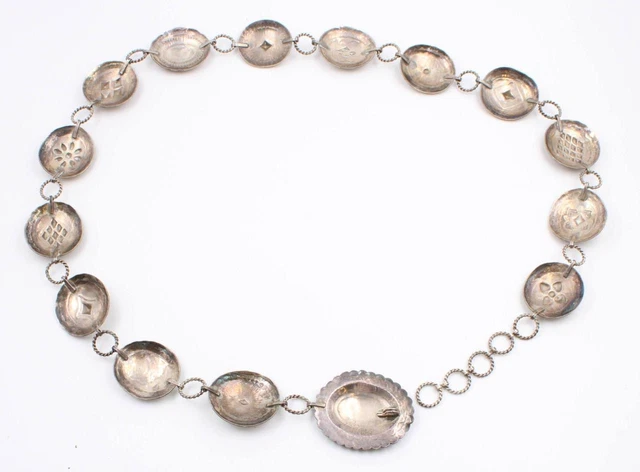NAVAJO STERLING SILVER Concho belt by ASPEN HAWK 242.5 grams 42 x 2.5 ...