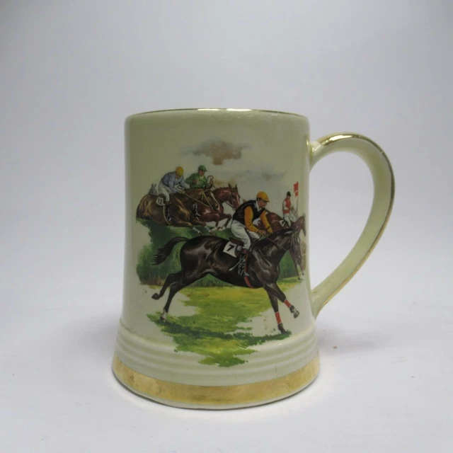 ROYAL WINTON RACING Tankard Horse Jockey Gold-Coloured Trim Drinking ...