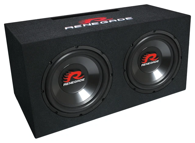 RENEGADE SUBWOOFER-BOX RXV1002 2x 25cm 1000 Watt Doppelwoofer Auto Bass ...
