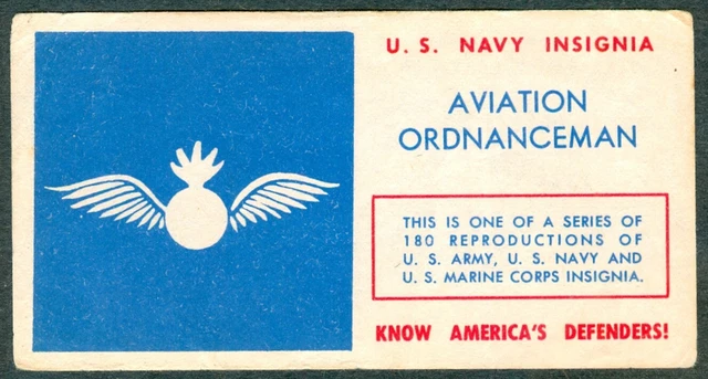 1940S U.S. NAVY Insignia AVIATION ORDNANCE Bread Card D49 AMERICAS ...