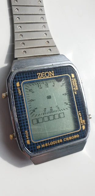 RARE ZEON QUARTZ MELODY CHRONO DIGITAL WATCH 80s REPAIR $60.95 - PicClick