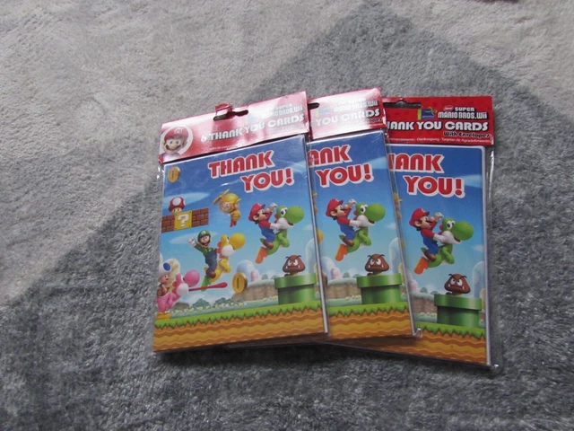 BIGLIETTI DI RINGRAZIAMENTO Super Mario Bros Con Buste (Confezione Da 6 ...