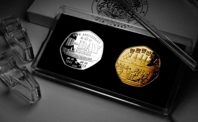 D-DAY LANDINGS 80TH Anniversary Commemorative Coins in Case. 1944-2024 ...