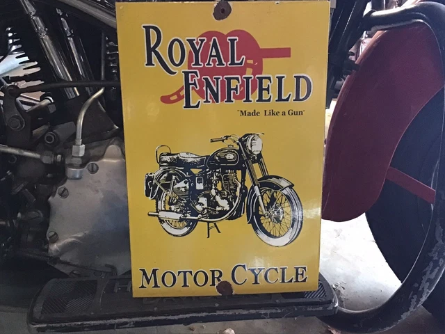 VINTAGE PORCELAIN 1940S-1950S ROYAL ENFIELD MOTORCYCLES SIGN Triumph ...