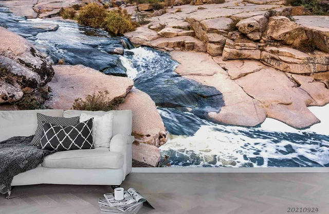 3D SHINY STREAM Rock Bush Tree Wallpaper Wall Murals Removable ...