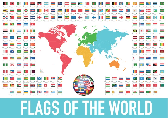 CARTE DES DRAPEAUX du monde continents géographie aide à l ...