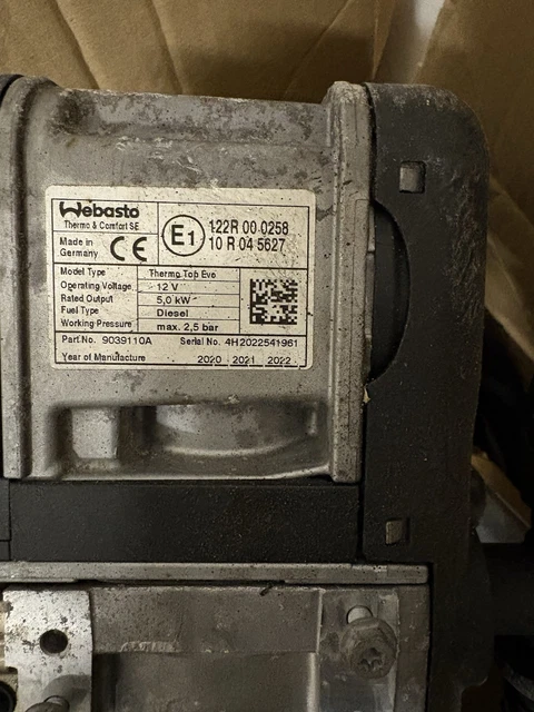 WEBASTO THERMO TOP EVO Diesel Standheizung Thermo Top EVO 12V 5KW EUR ...