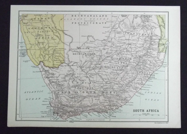 ANTIQUE MAP: SOUTH Africa by John Bartholomew, The Great World War ...