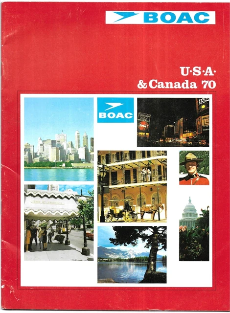 VINTAGE BOAC AIRLINE Holiday Travel Magazine Guide USA Canada Photo ...
