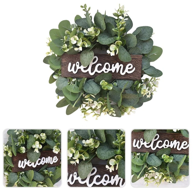 (1)ARTIFICIAL WREATH LEAVES Branch Garland Welcome Sign Door Wreath For ...