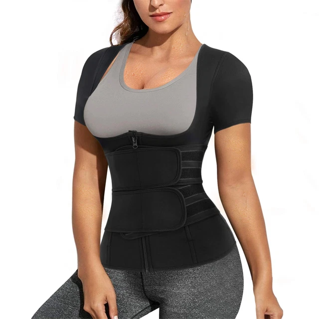 WAIST TRAINER CORSET Trimmer Belt Neoprene Sauna Sweat Suit Zipper Body ...
