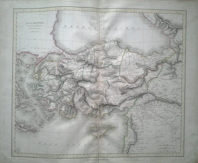1821 LARGE MAP ANCIENT ASIA MINORMYSIA PHRYGIA etc HAND COLOURED 23 x ...