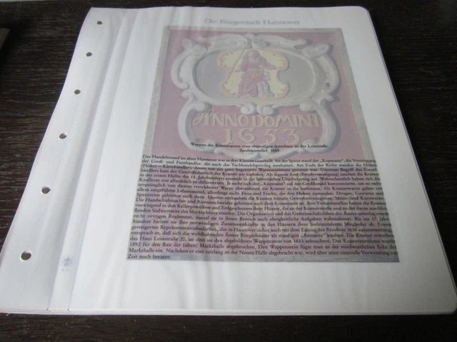 HANNOVER ARCHIV 6 Bürgerstadt B 13 Wappen Krameramt 1653 Amzshaus ...