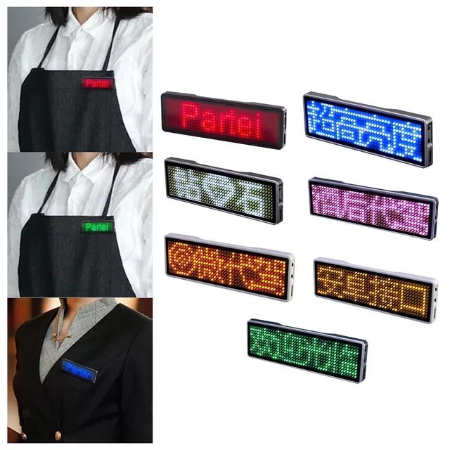 LED SIGN BOARD Rechargeable Badge Sign LED Name Message Tag for Car ...